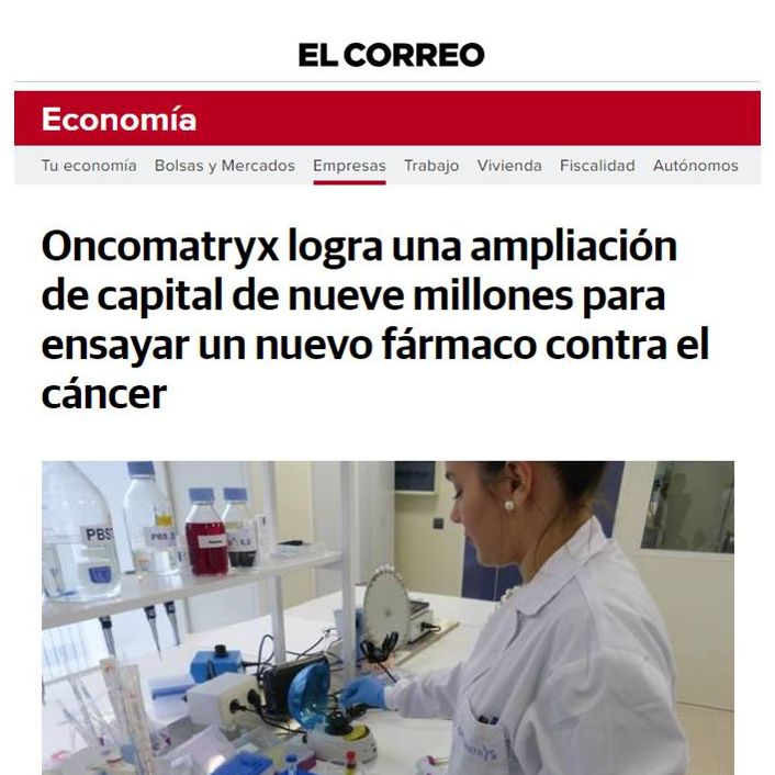 NORGESTION | Oncomatryx logra una ampliación de capital de nueve ...