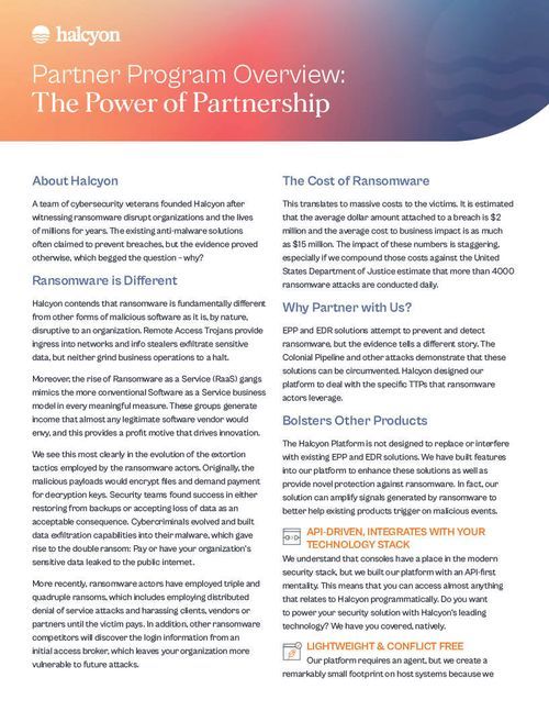 Partner with Halcyon to Stop Ransomware | Halcyon.ai