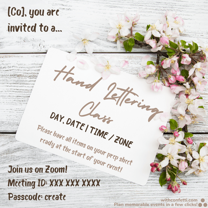 BYO Hand Lettering Class Event Invitation | Confetti 🎉