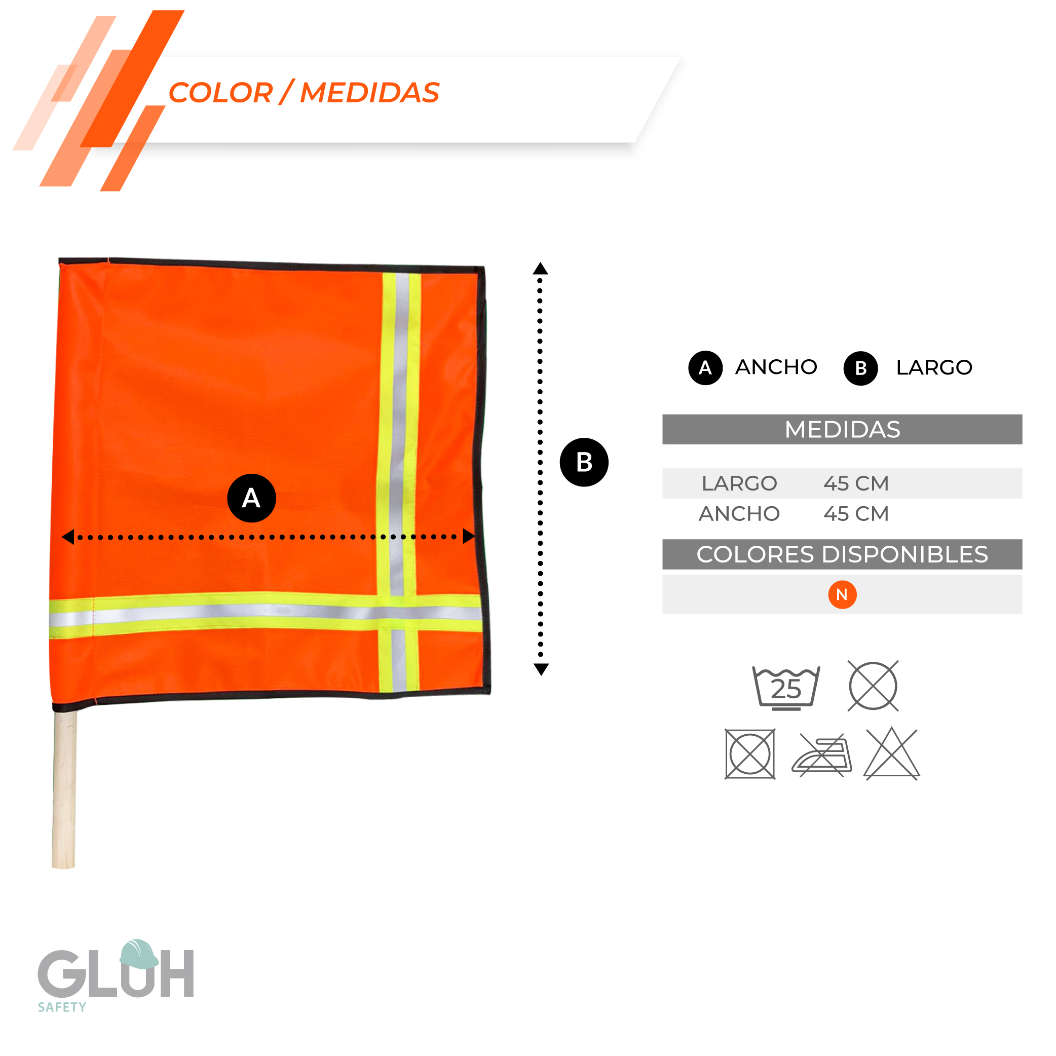 GLUH Internacional | Banderín De Seguridad Reflejante "POLY-+" Naranja