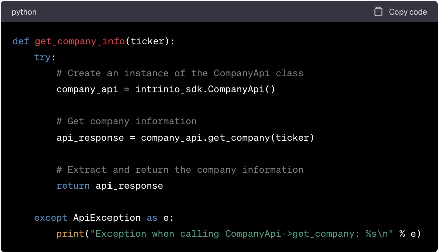 Python and the Intrinio API: Pulling Data Into ChatGPT | Intrinio