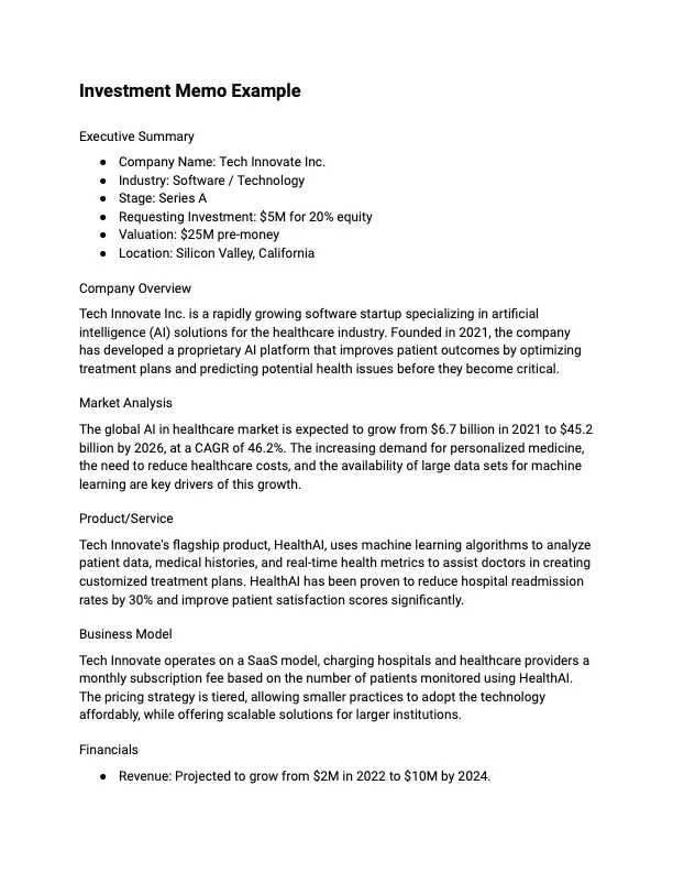 Investment Memo: Simple Guide for Startup Founders