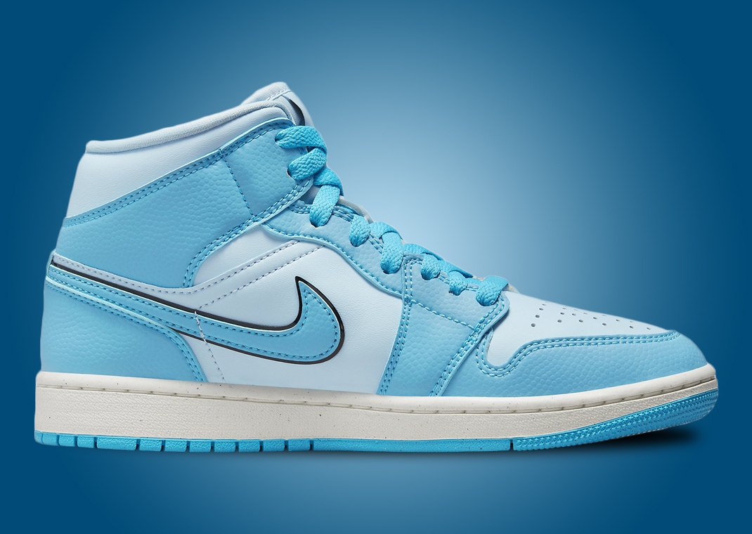 Icy Blue Hues Take Over This Air Jordan 1 Mid - Sneaker News