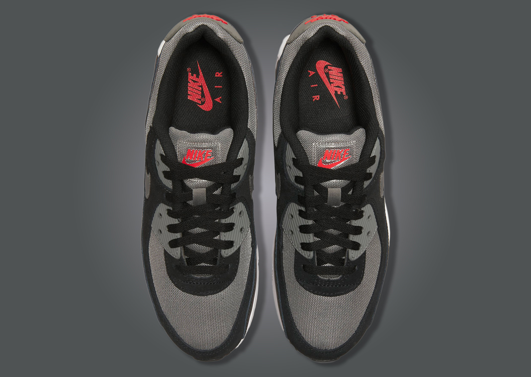 This Nike Air Max 90 Comes In Black Flat Pewter And Picante Red ...