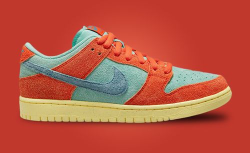 The Nike SB Dunk Low Lands In An Eye-Catching Orange Noise Aqua ...