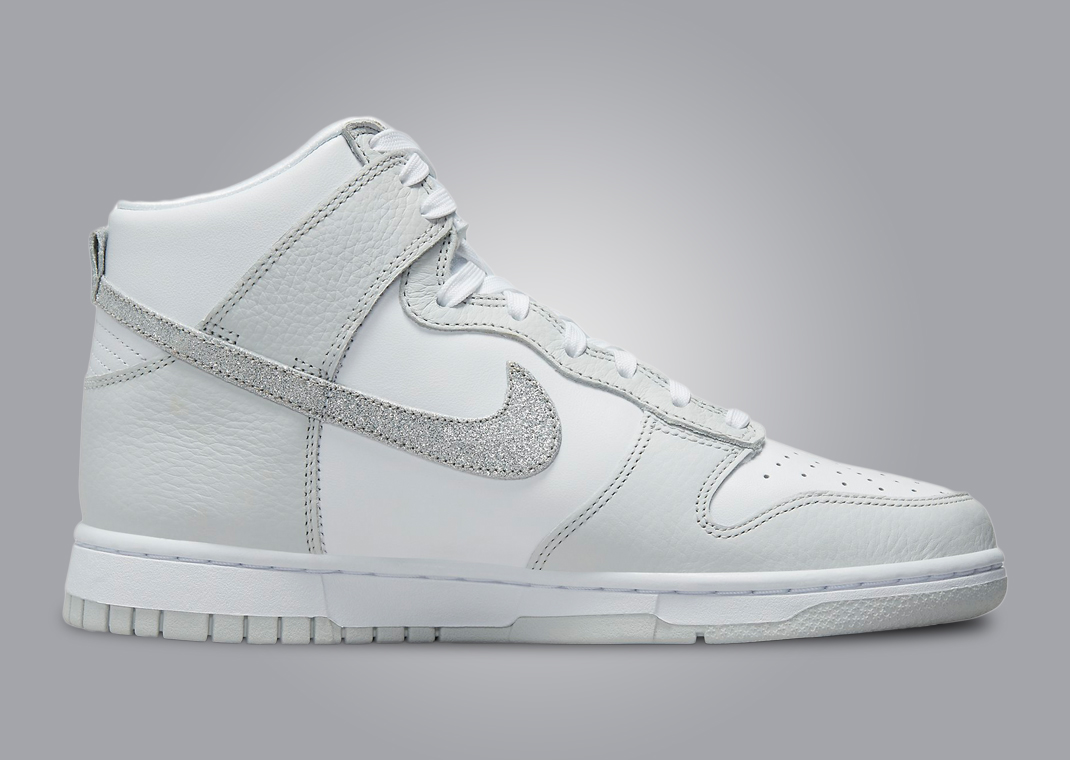Shimmering Swooshes Shine Bright On This Nike Dunk High - Sneaker News