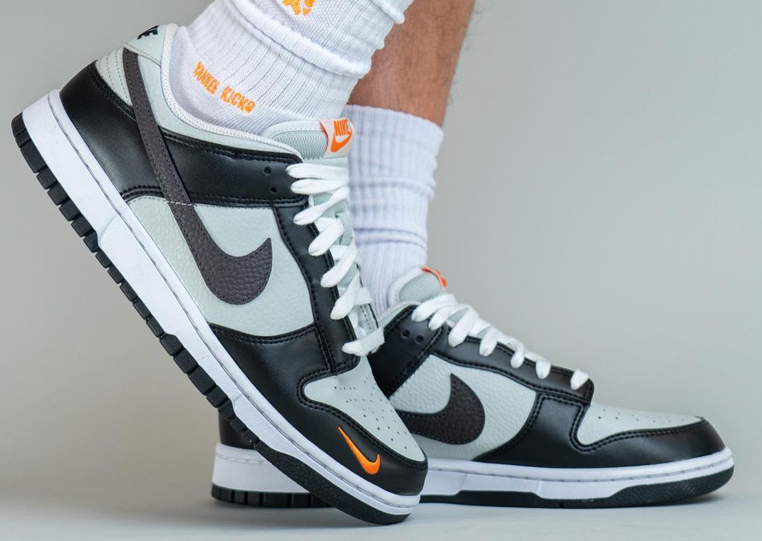 On-Foot Look At The Nike Dunk Low Mini Swoosh Orange Panda - Sneaker News