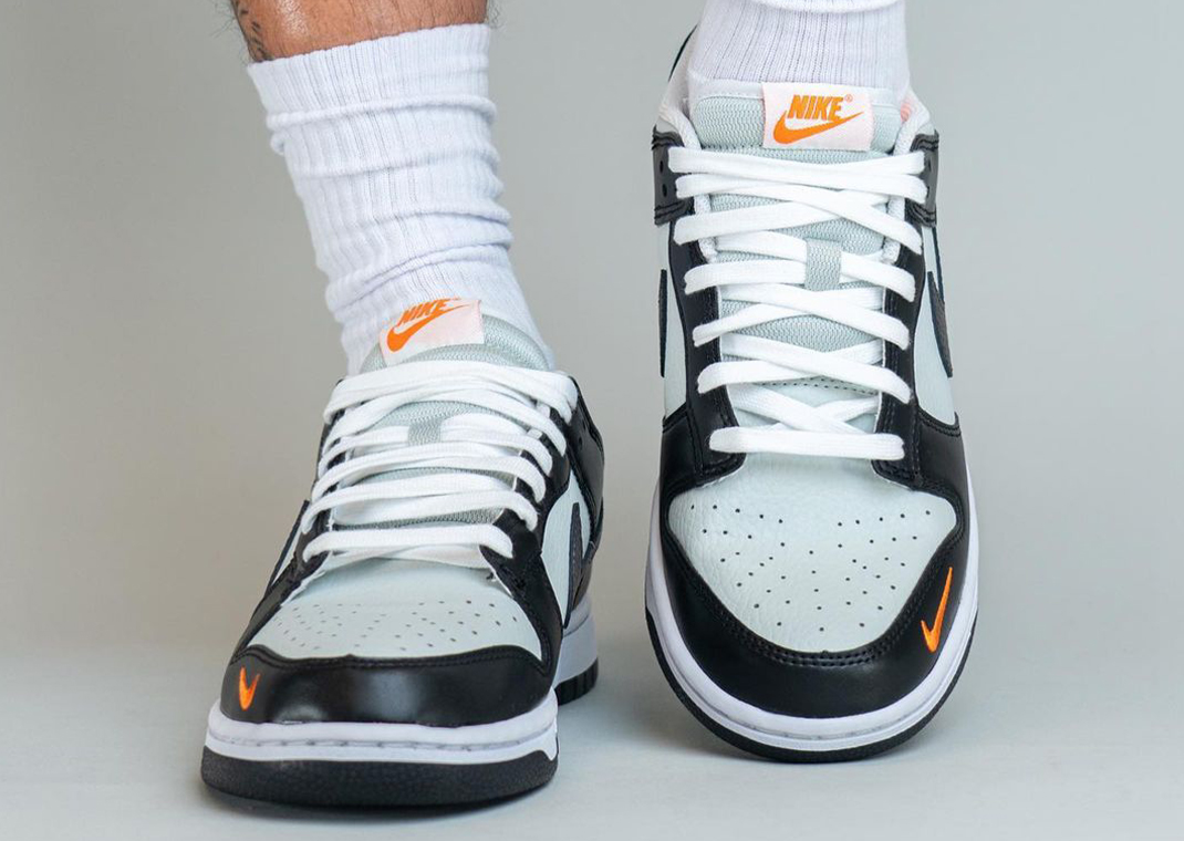 On-Foot Look At The Nike Dunk Low Mini Swoosh Orange Panda - Sneaker News