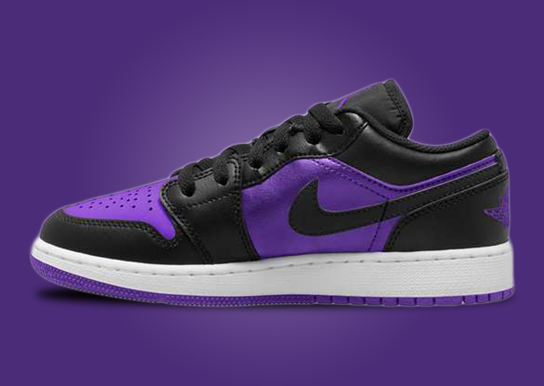 The Air Jordan 1 Low Purple Venom Black Will Be A Grade School ...