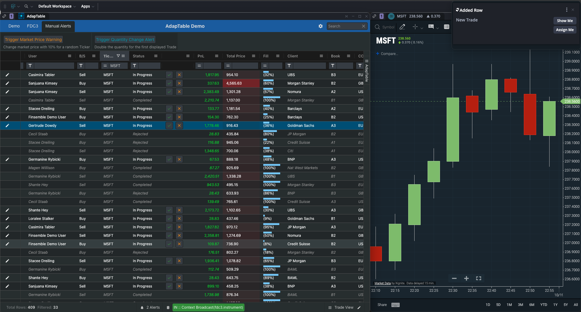 AdapTable and Finsemble | News | AdapTable | AG Grid | FDC3 | Infinite ...