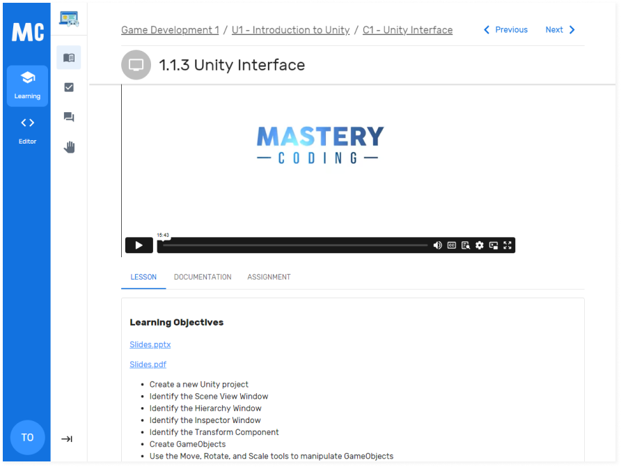 Mastery Coding Classroom | Our Courseware
