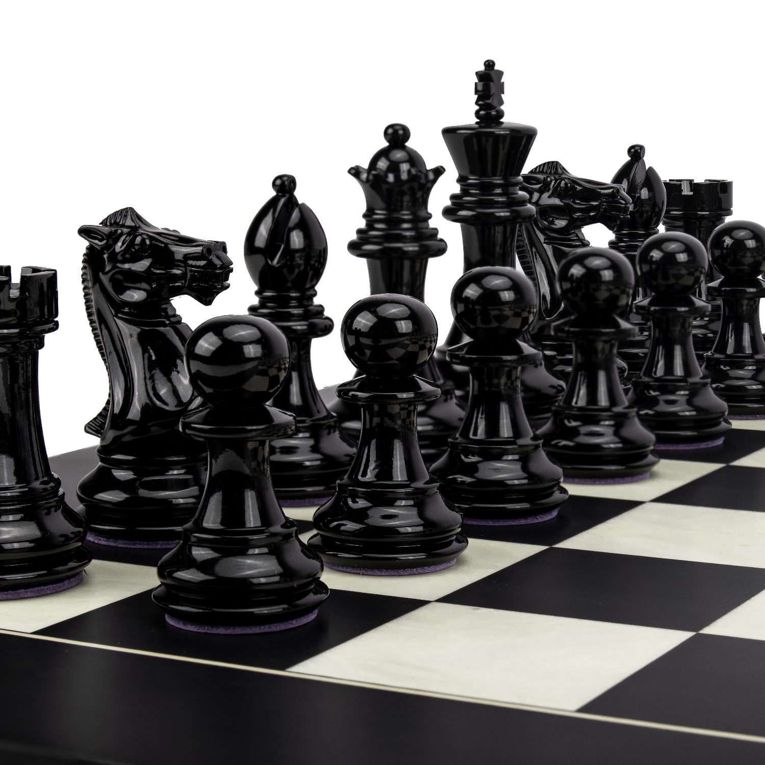 Bold Chess Set Metallic Black & Arctic Shadow with Maple/Poplar Board ...