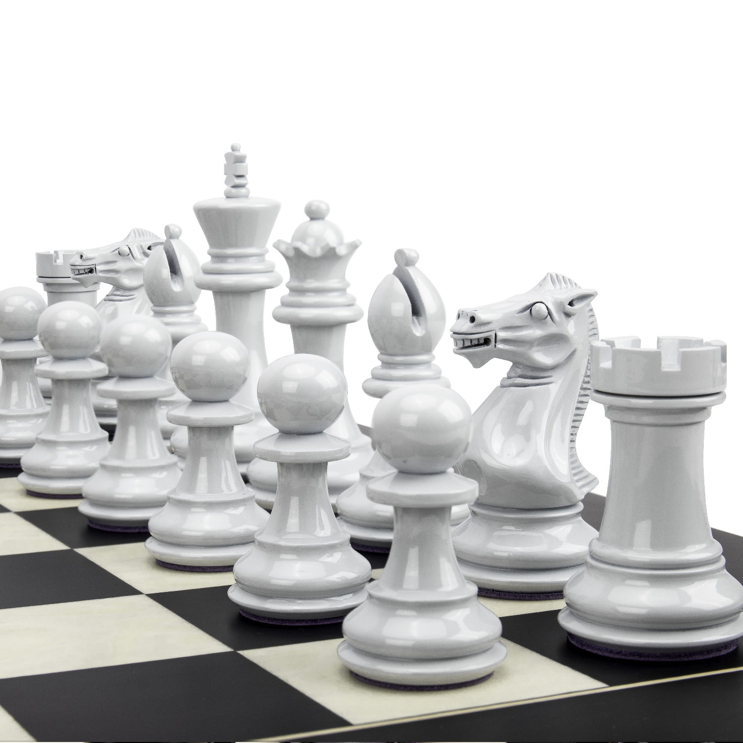 Bold Chess Set Metallic Black & Arctic Shadow with Maple/Poplar Board ...