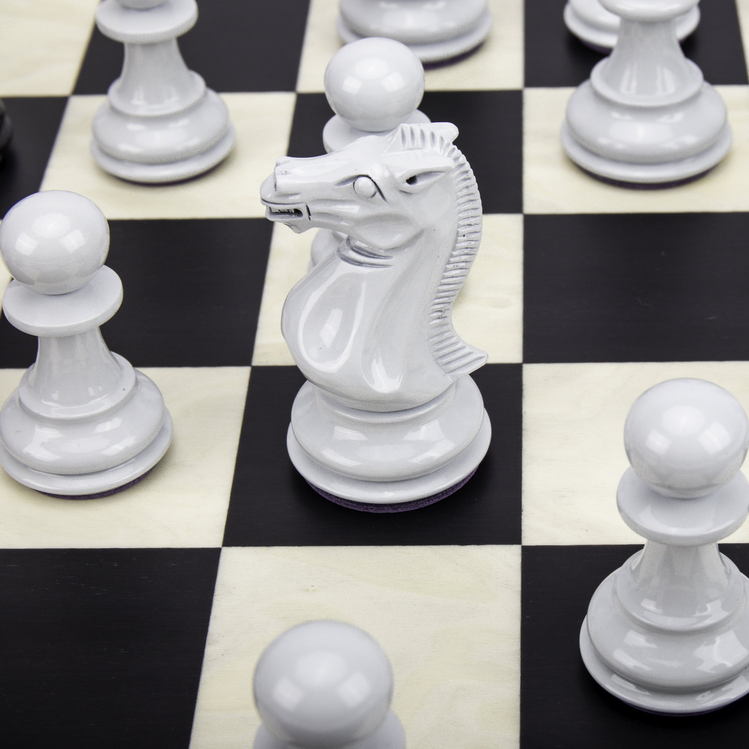 Bold Chess Set Metallic Black & Arctic Shadow with Maple/Poplar Board ...