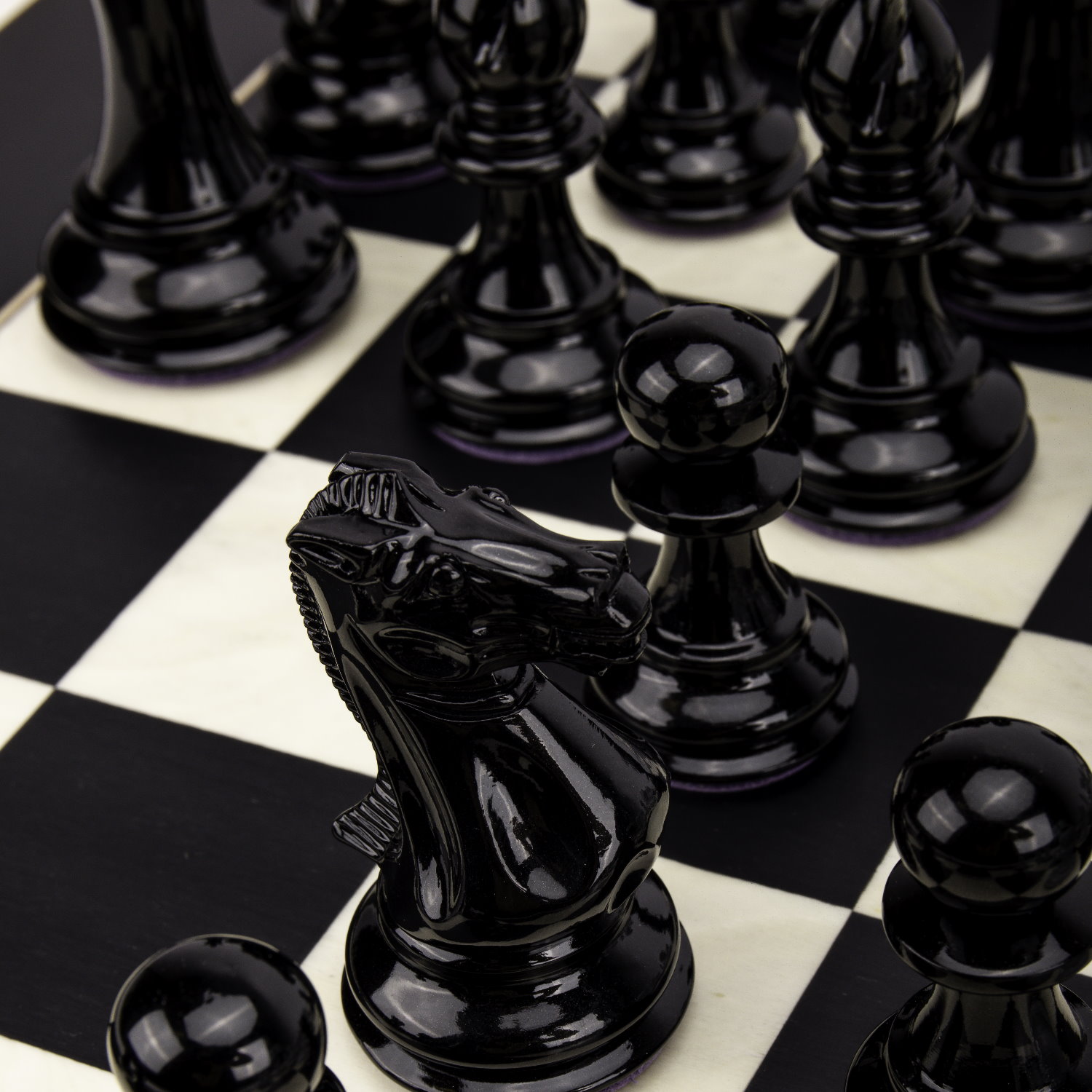 Bold Chess Set Metallic Black & Arctic Shadow with Maple/Poplar Board ...