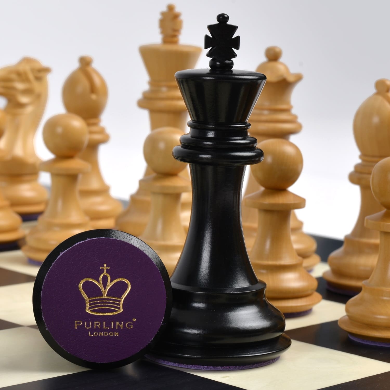 Heritage Chess Set Ebony & Boxwood with Maple/Poplar Board - Purling