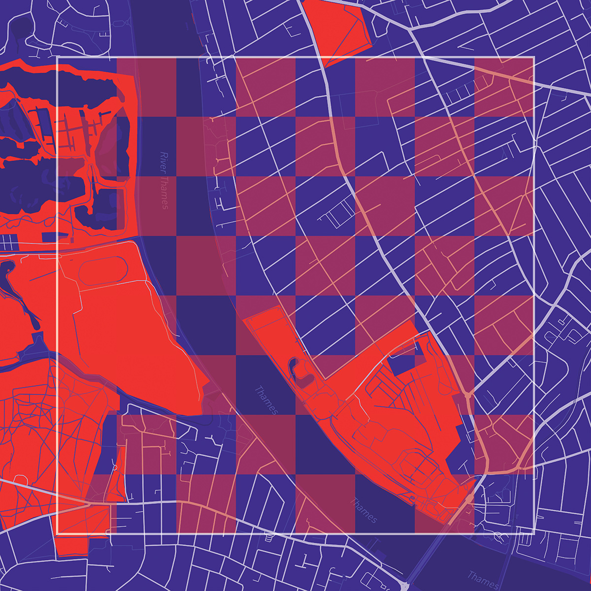 Map of London - Red and Purple - Purling