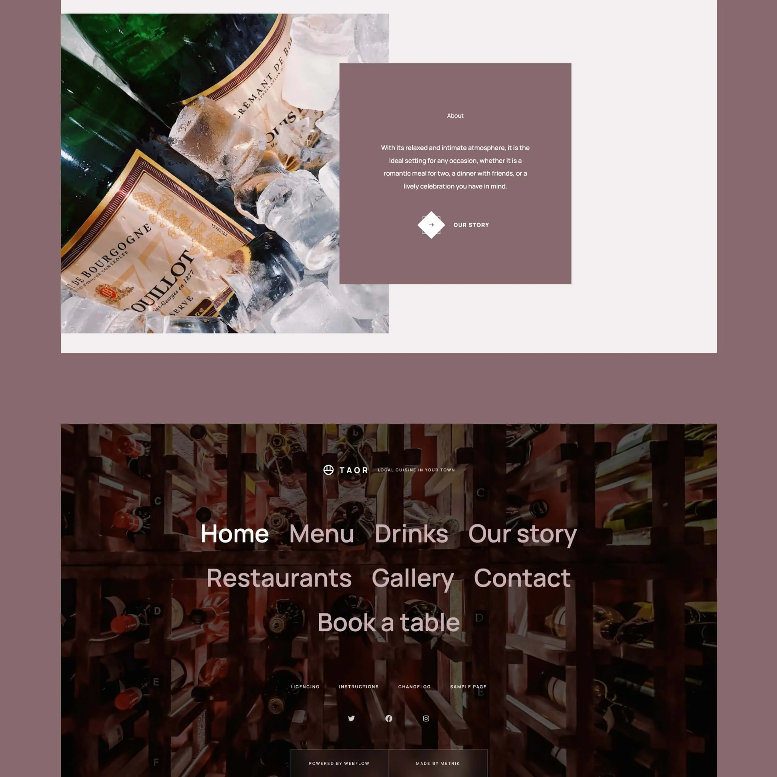 Taor - Restaurant Webflow CMS website template