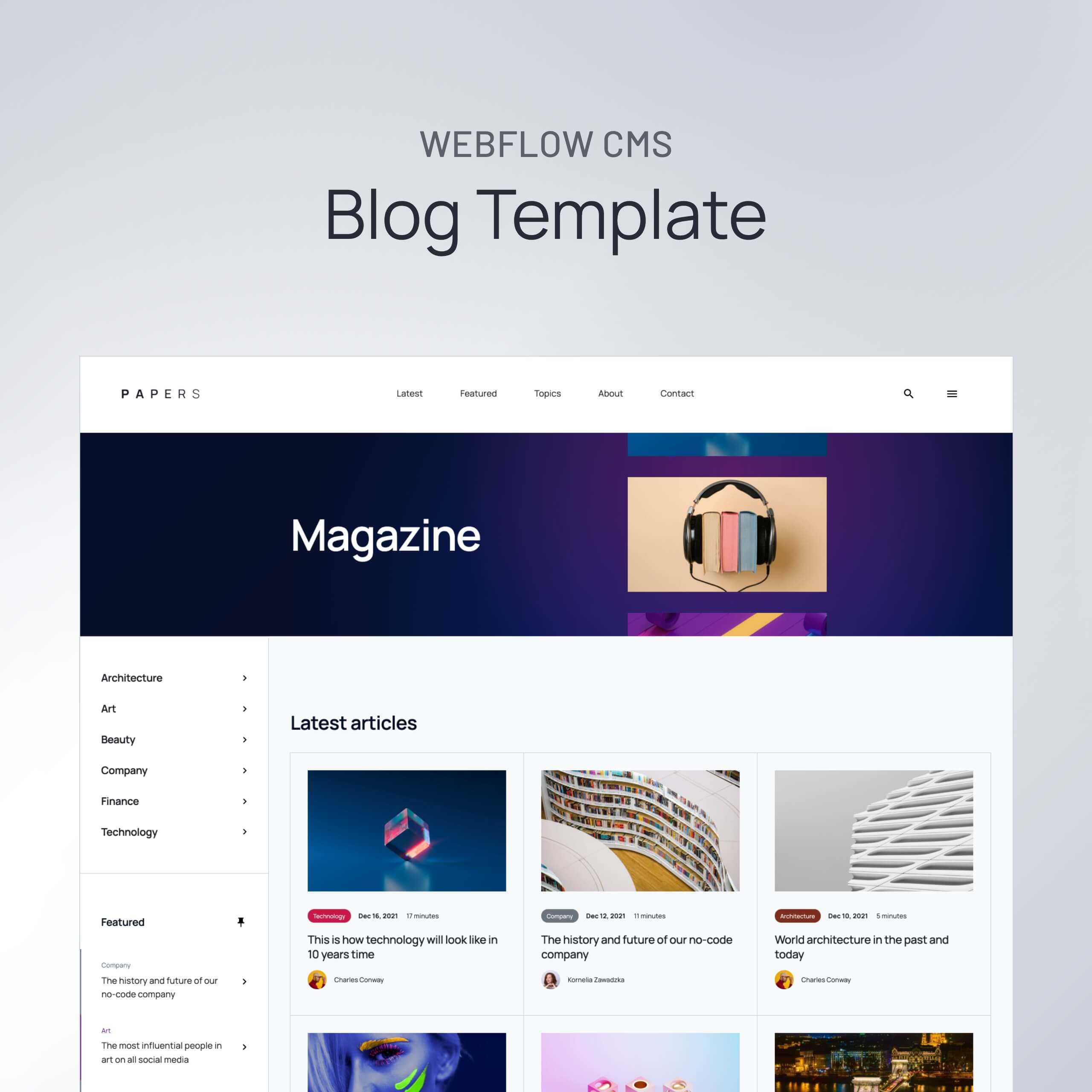 Papers - Blog & Magazine Webflow CMS website template