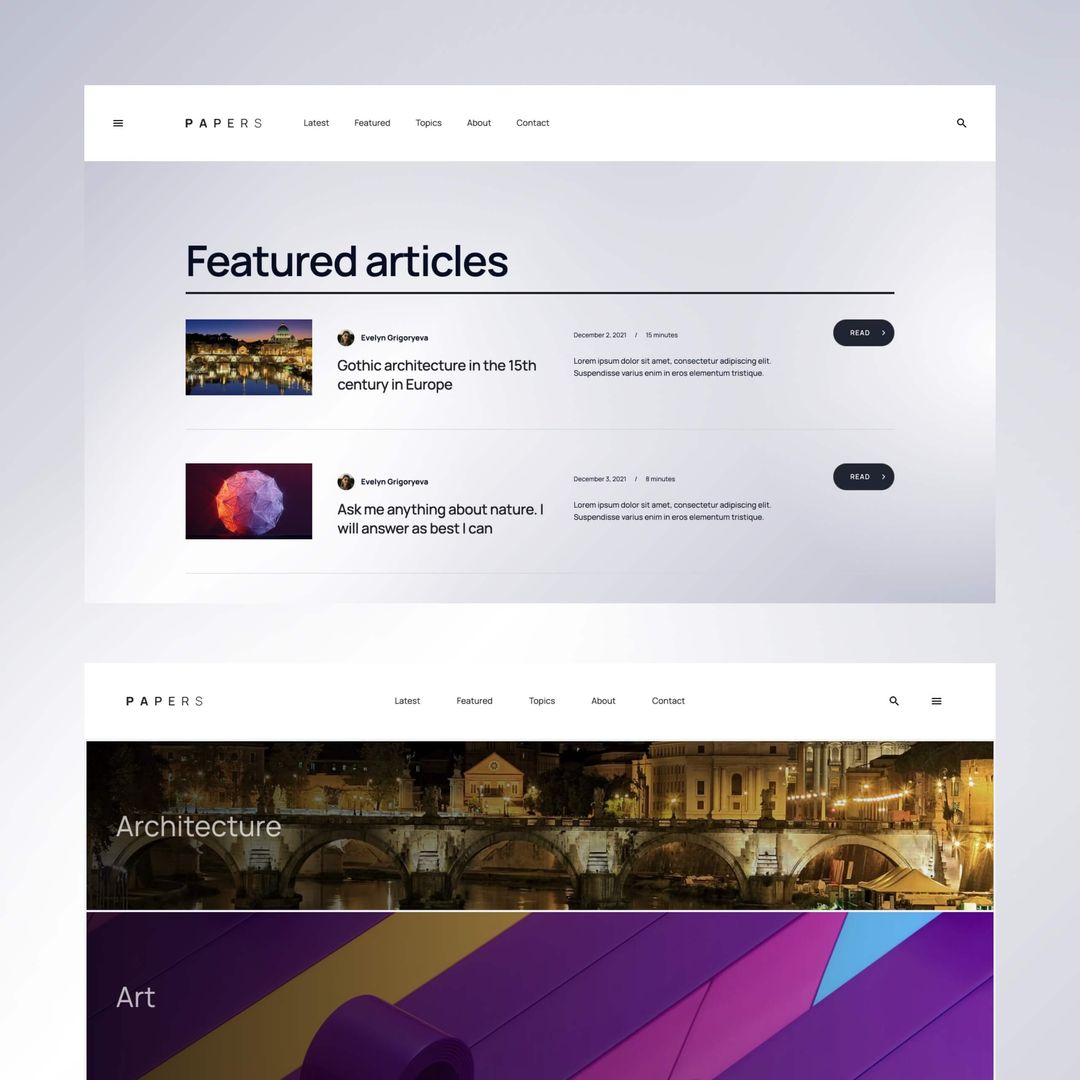 Papers - Blog & Magazine Webflow CMS website template