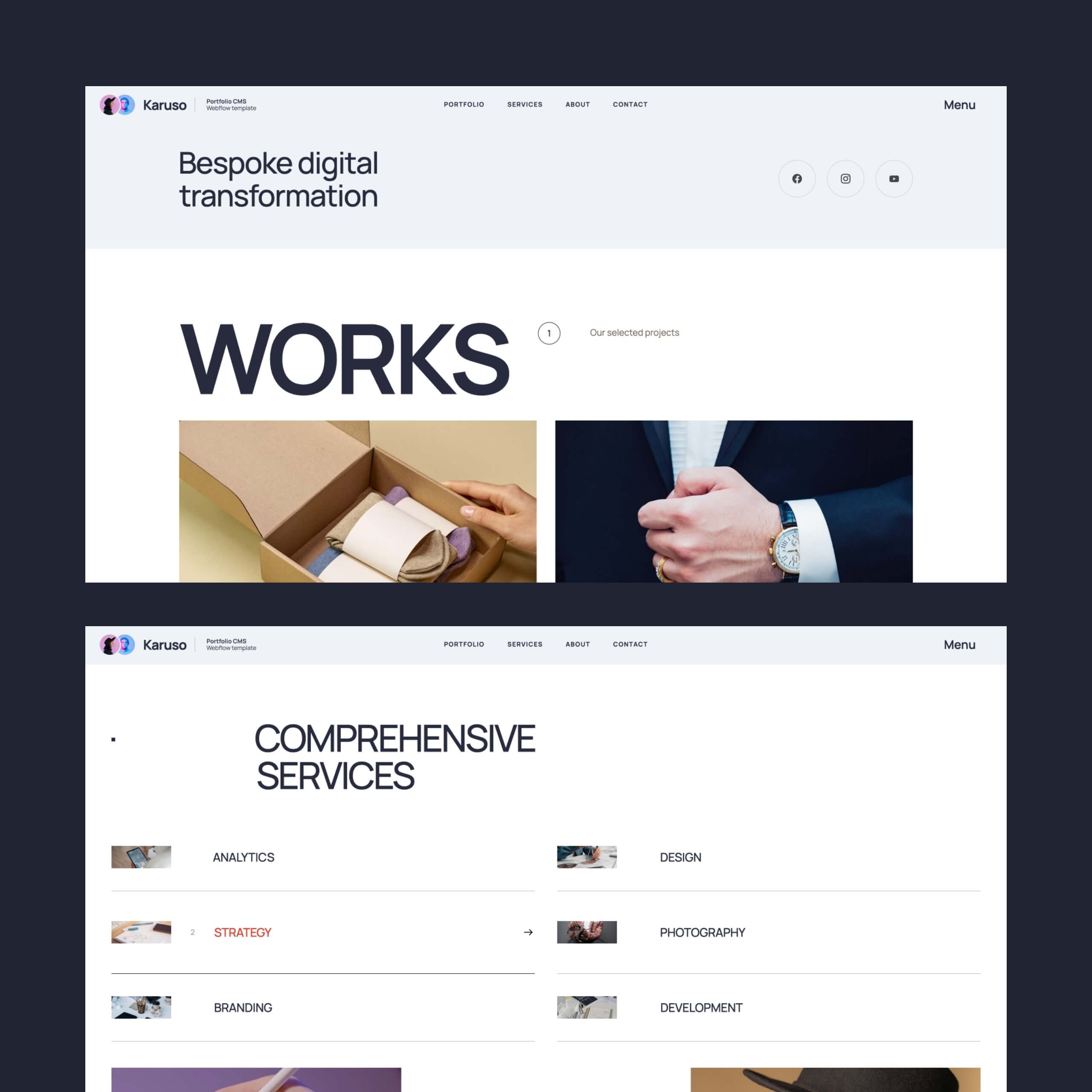 Karuso - Agency & Portfolio Webflow CMS website template
