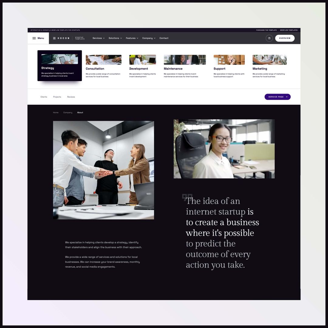 Kocon - Startup Webflow CMS website template