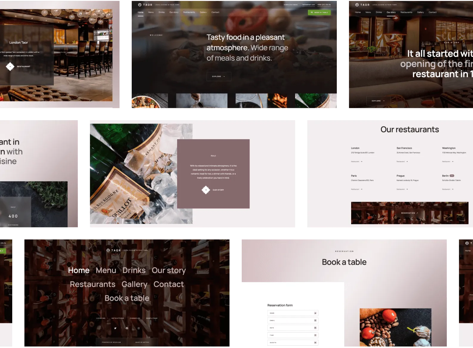Taor - Restaurant Webflow CMS website template