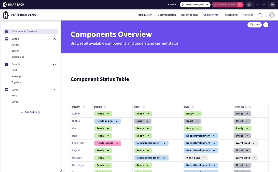 Product updates: building a more flexible design system manager | Knapsack