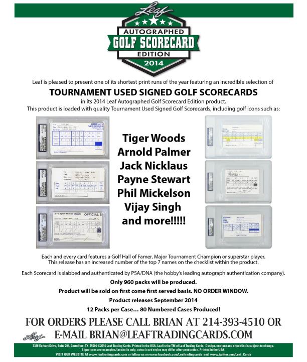 2014 Leaf Autographed Golf Scorecard Edition - Leaf Trading Cards
