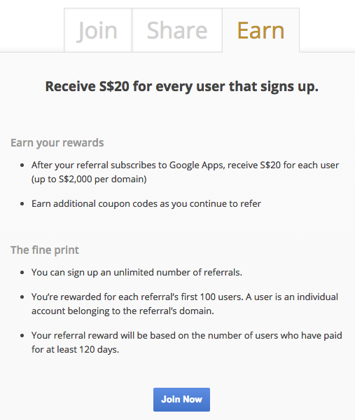 B2B Referral Program Examples: Google Apps