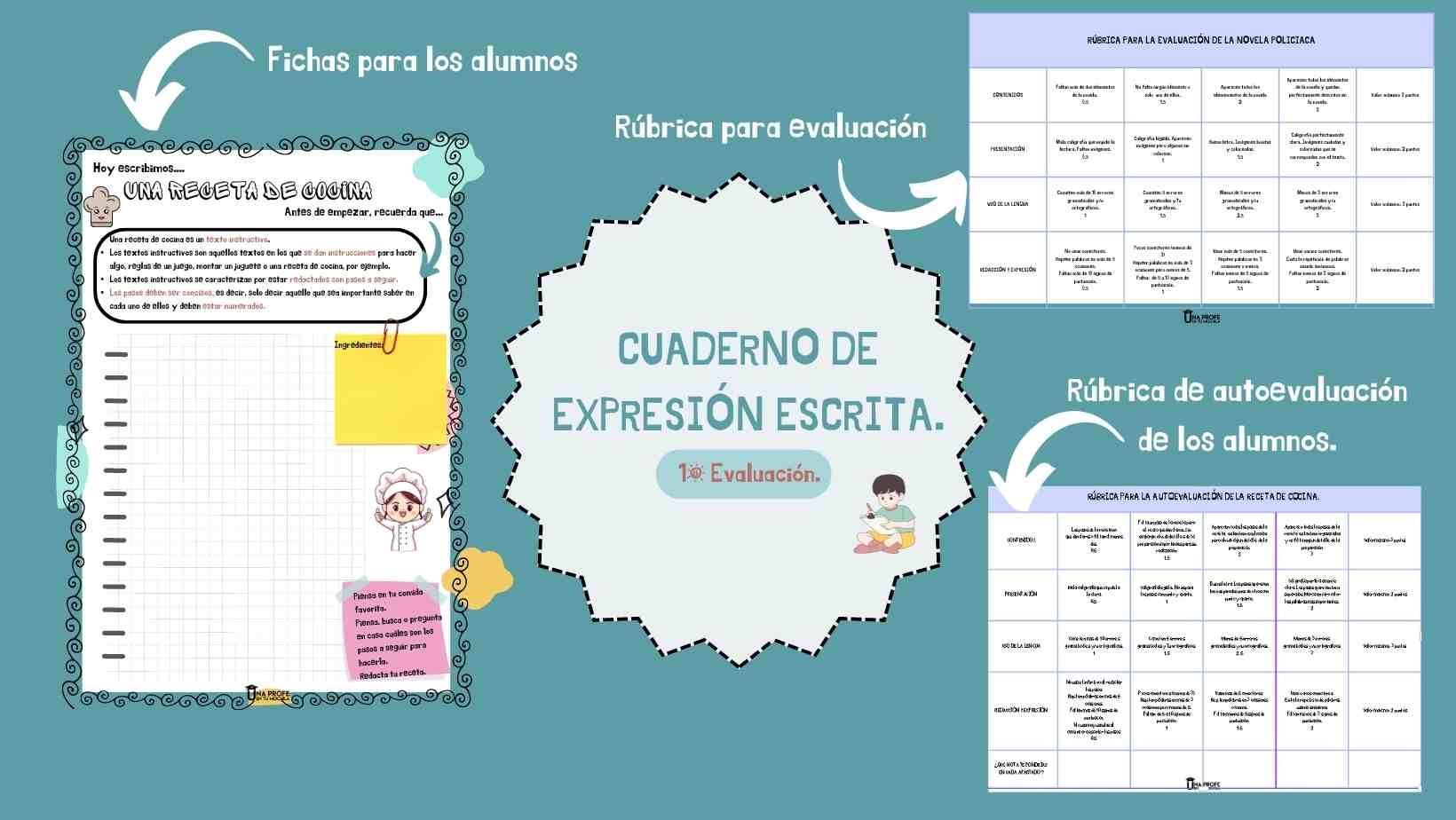 Fichas para trabajar la expresión escrita | Una profe en tu mochila