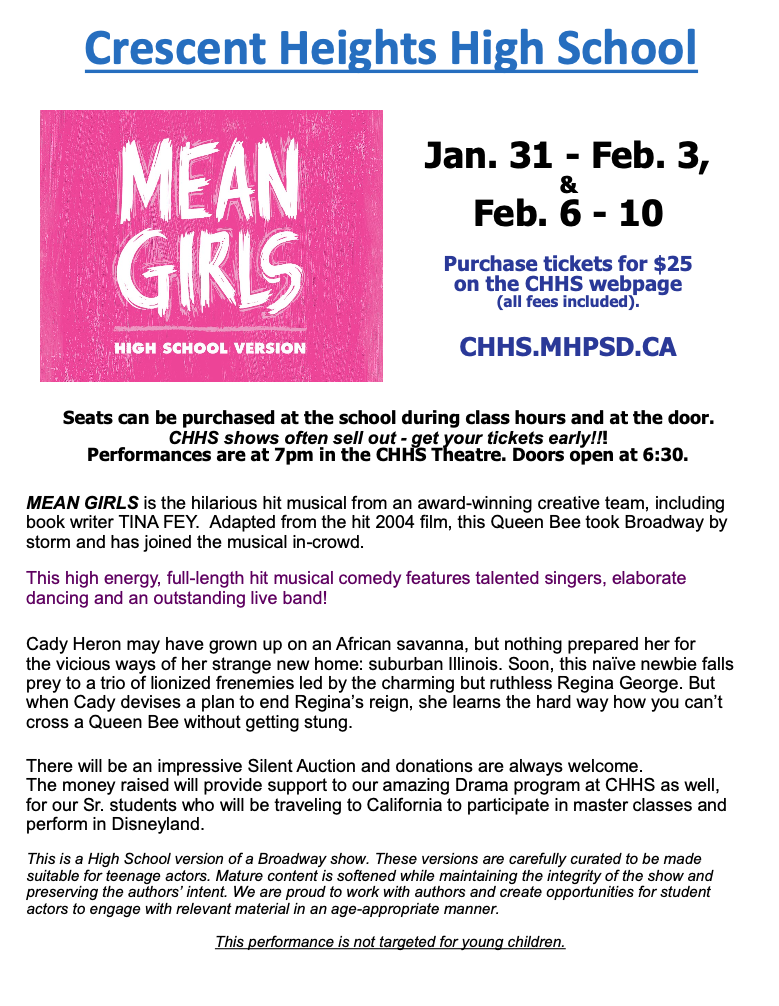 CHHS: Mean Girls High School Version | Event Listing | Tourism Medicine Hat