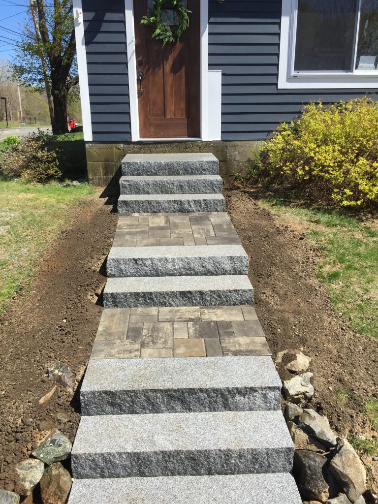 Timber steps replaced with granite steps | Artistic Landscapes