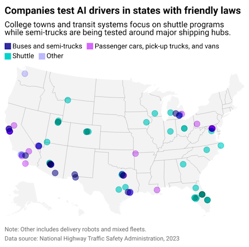 Where are self-driving cars legal? These states are putting AI in the ...