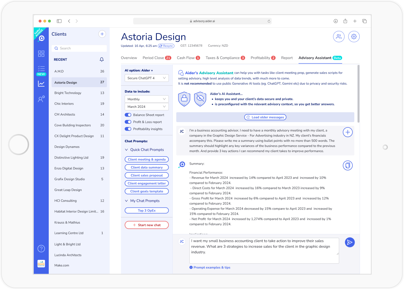 Advisory Intelligence Platform for Accountants and Bookkeepers | Aider