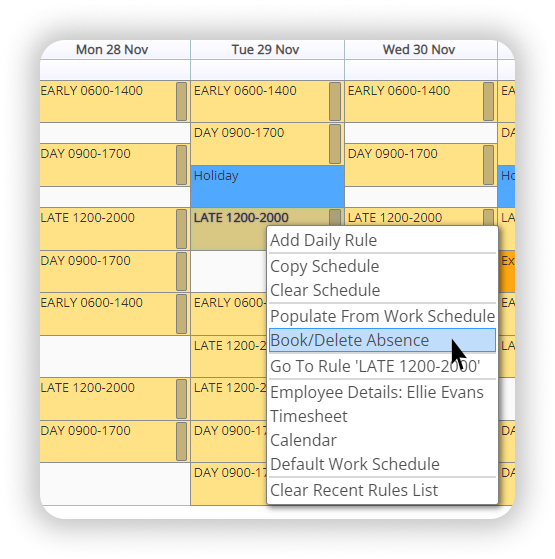 How do I book Absences via the Rota?