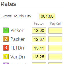 How do I assign different pay values to Rates?