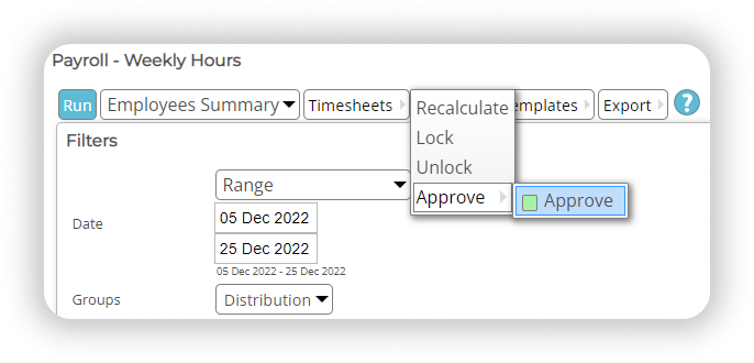 How do I bulk approve Timesheets?