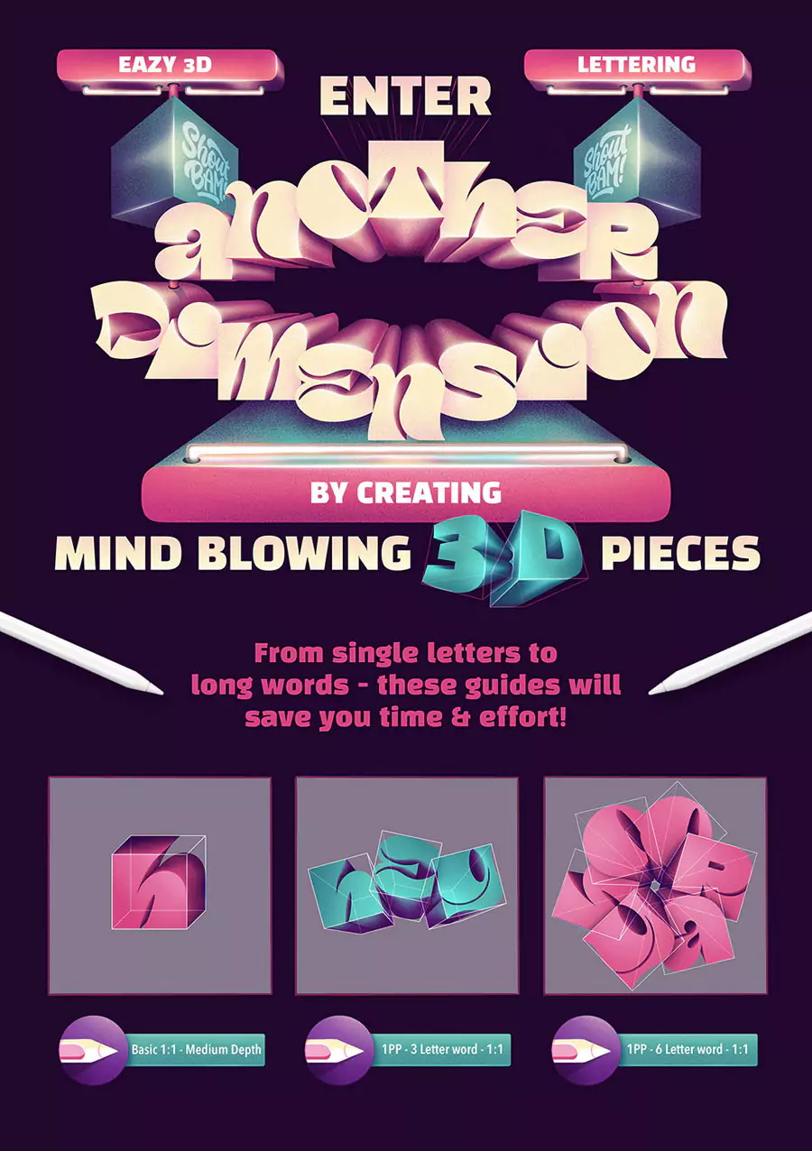 Eazy 3D Lettering Builder – Brushes & Stamps Toolbox For Procreate
