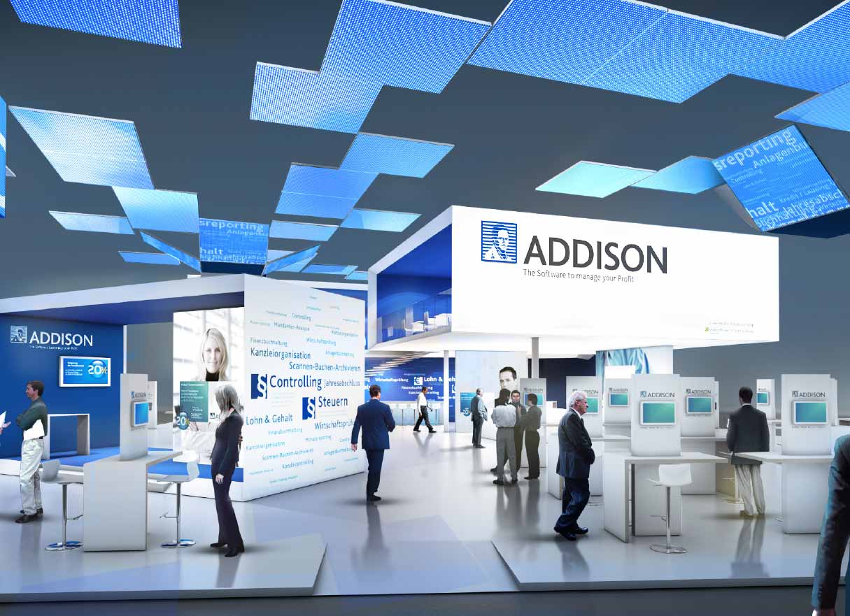 Messedesign, Logoentwicklung und Branding für Addison Software