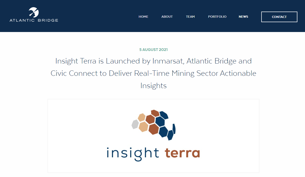 Insight Terra in the Press - Insight Terra is Launched by Inmarsat, Atlantic Bridge and Civic ...