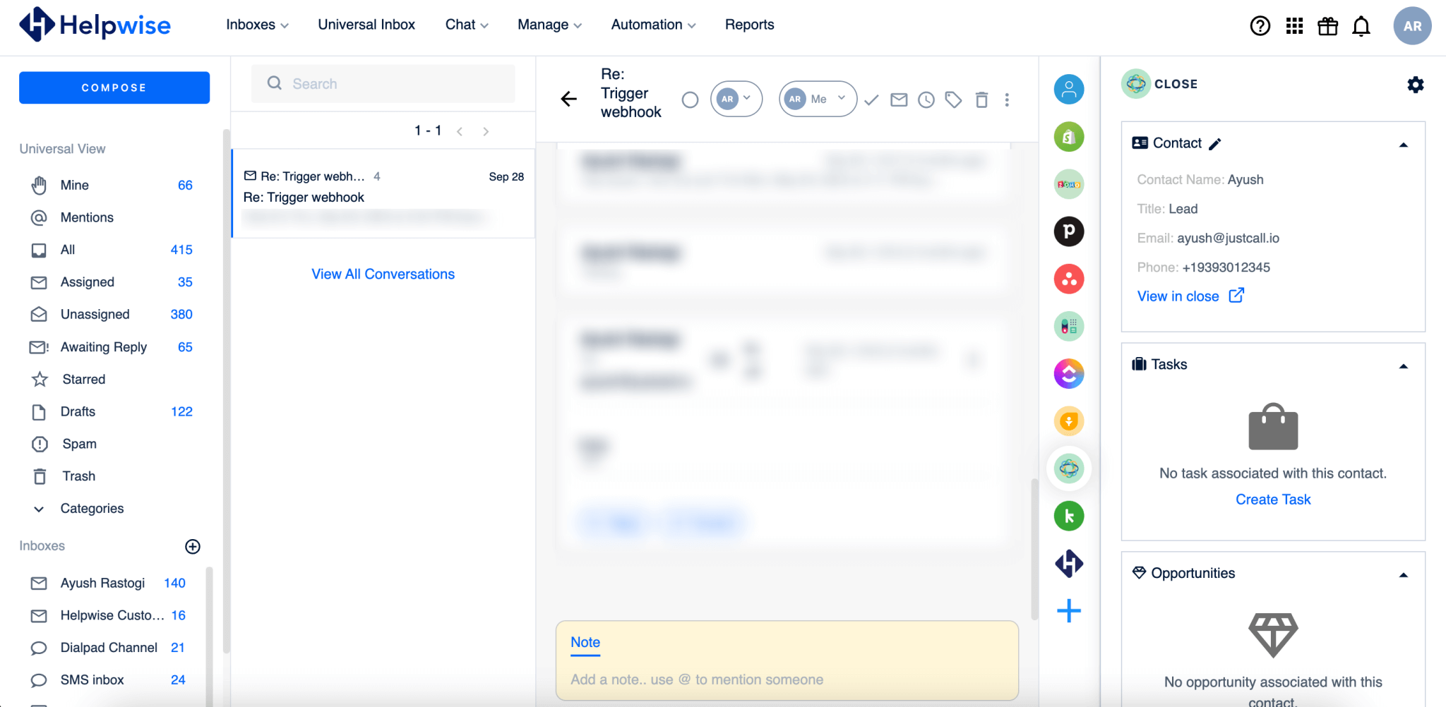 Helpwise CRM Integration