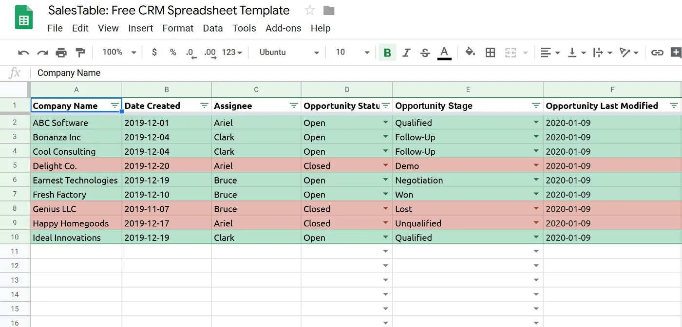 Using a Google Sheets CRM template: the pros and cons