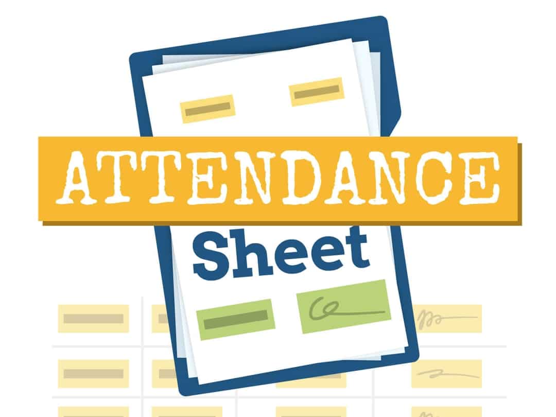 Attendance sheet: ask trainees to sign for a training session ...