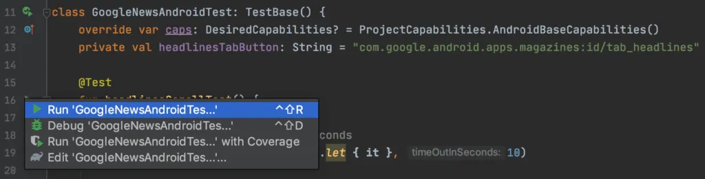 Writing an Appium test in Kotlin