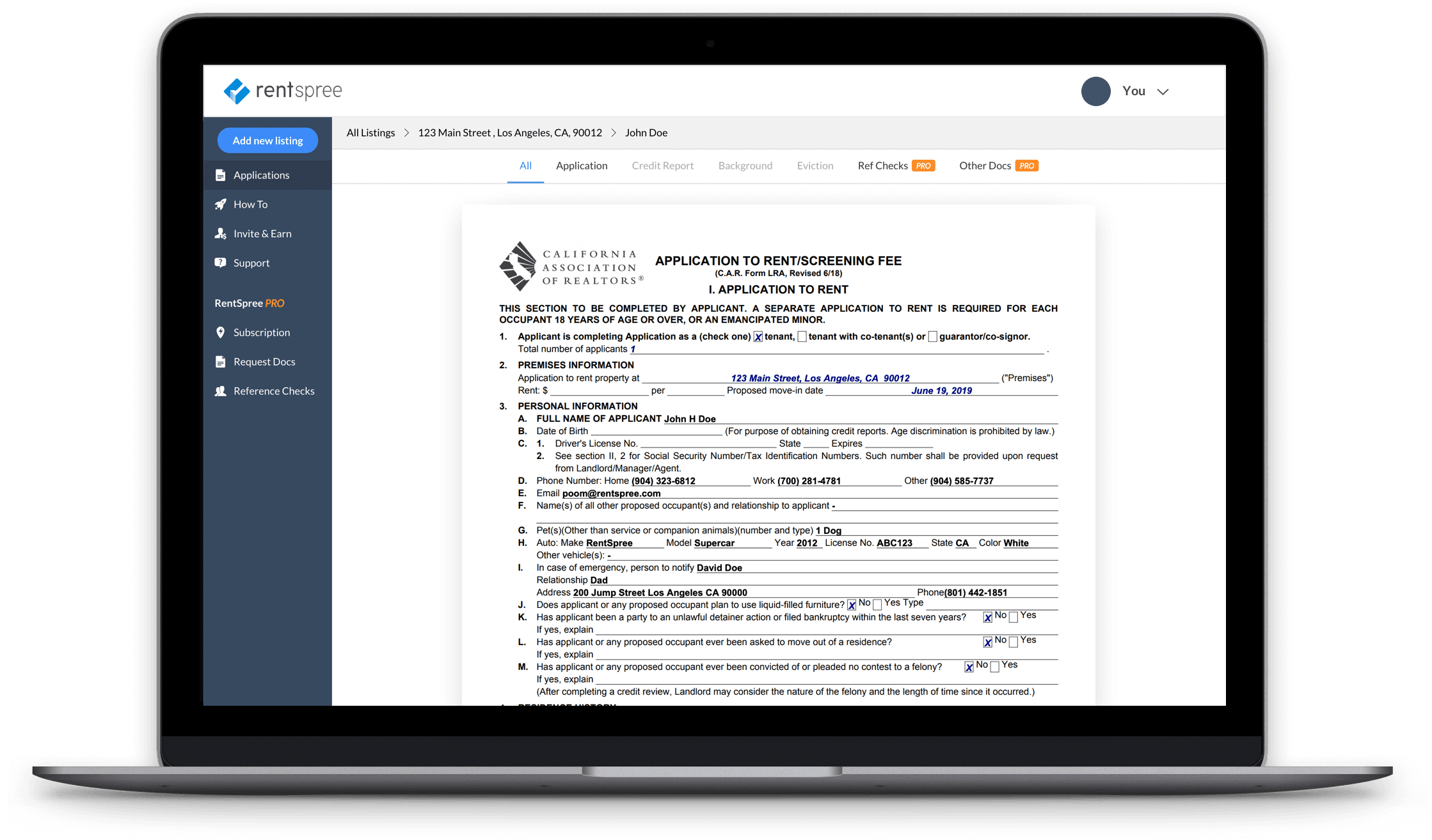 Collecting C A R Rental Application Forms RentSpree Blog 2022 