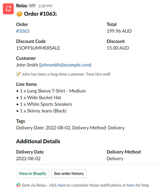 Relay - Slack Notifications Shopify App