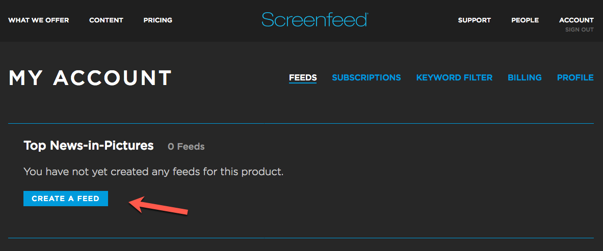 Once clicked, you will then be brought to the feed section which will ...