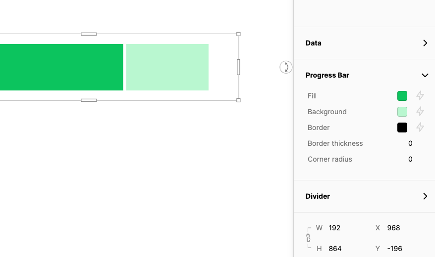 Select the progress widget in the canvas and the right hand properties ...