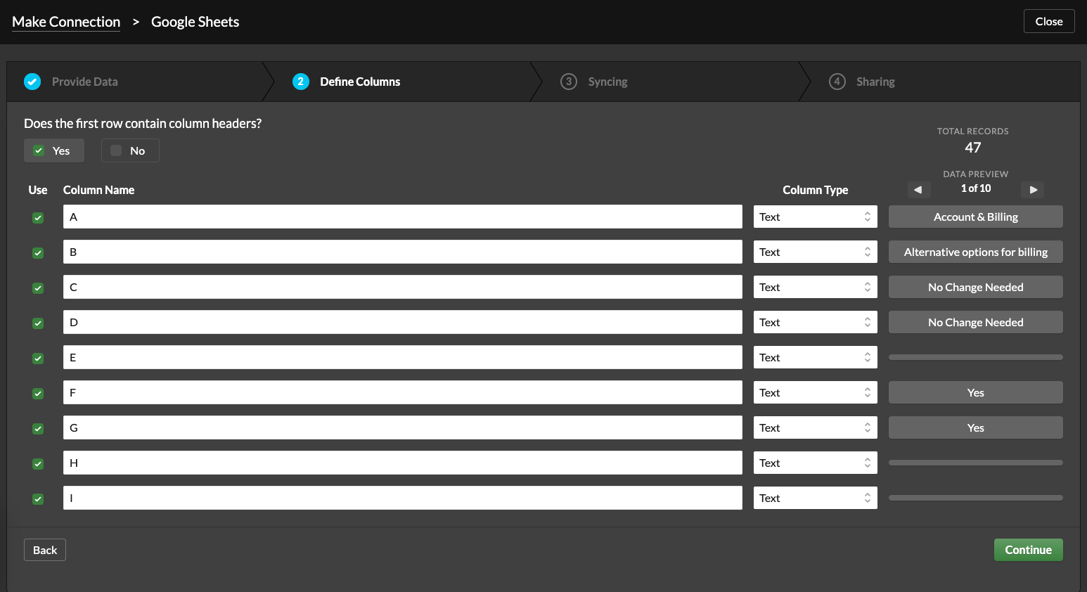 Managing Data Connections